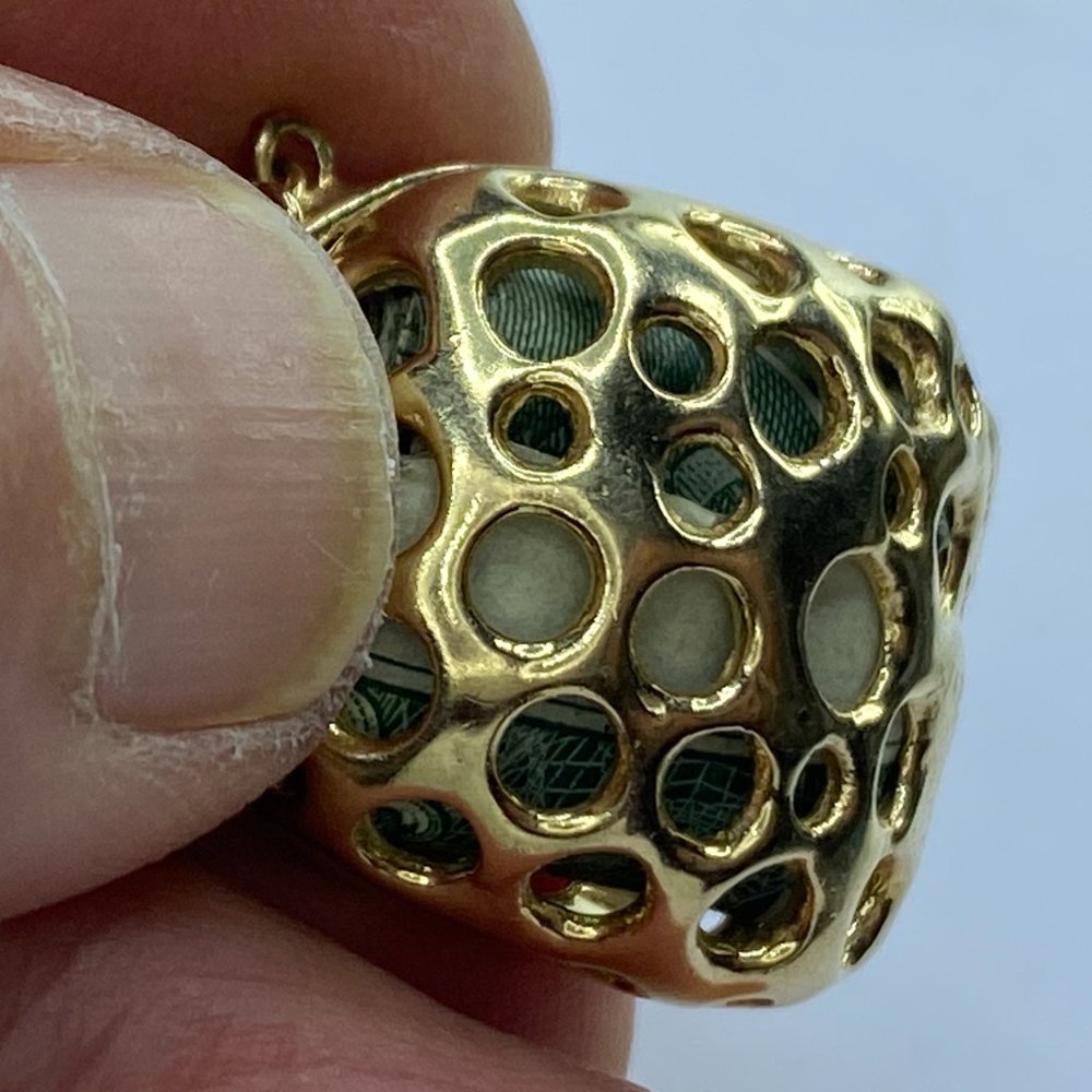 14k Gold Oversize Perforated Mechanical Lady Purse W/… - Gem